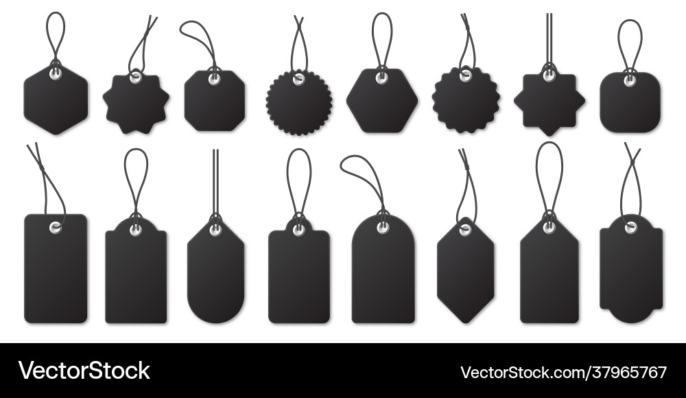 Realistic black price tags collection special Vector Image
