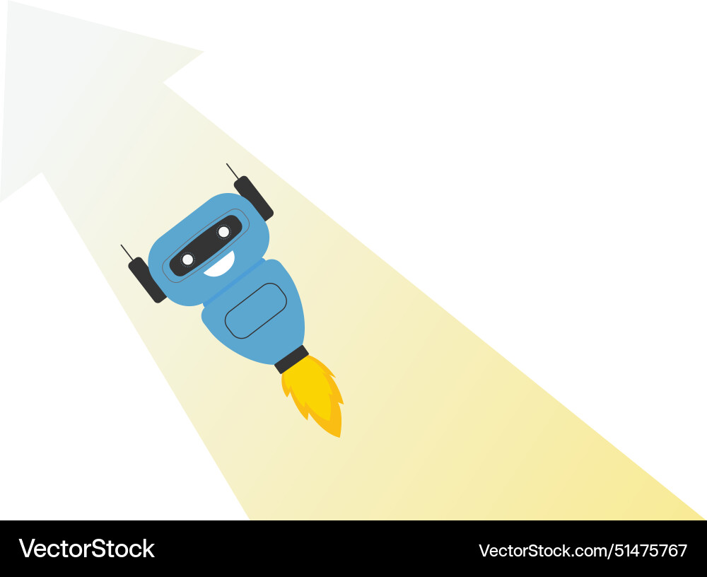 Robot flying in sky getting ready to help and bri Vector Image