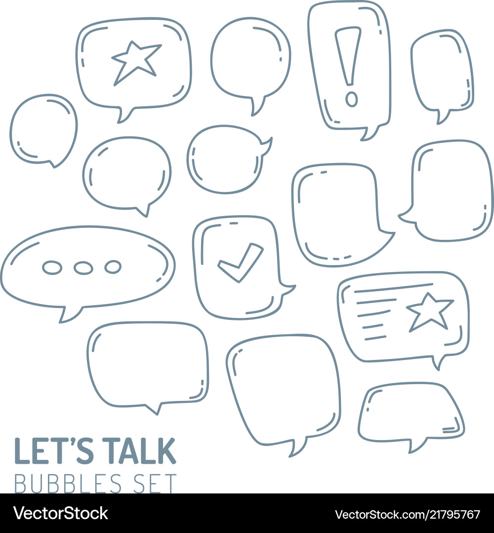 Speech bubble talk traditional doodle icons Vector Image