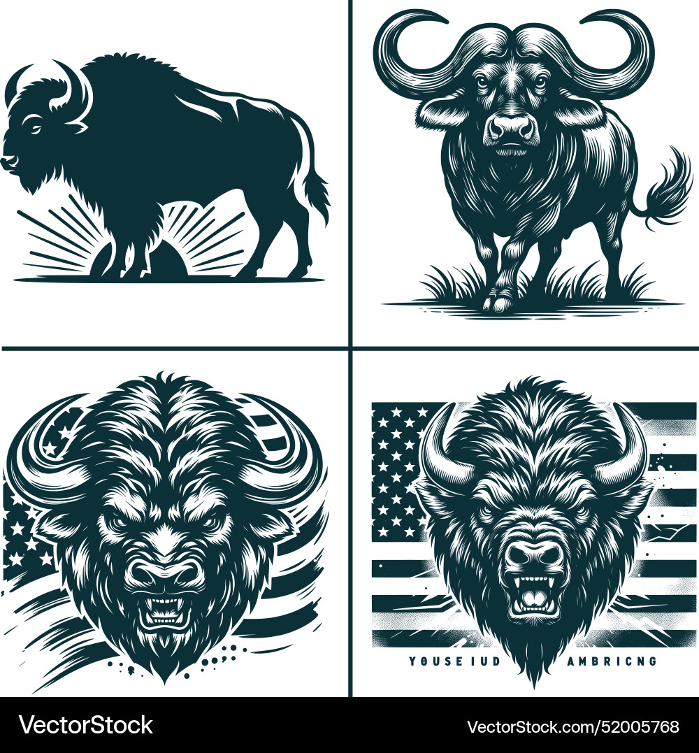 Bison buffalo silhouette svg filesbuffalo Vector Image