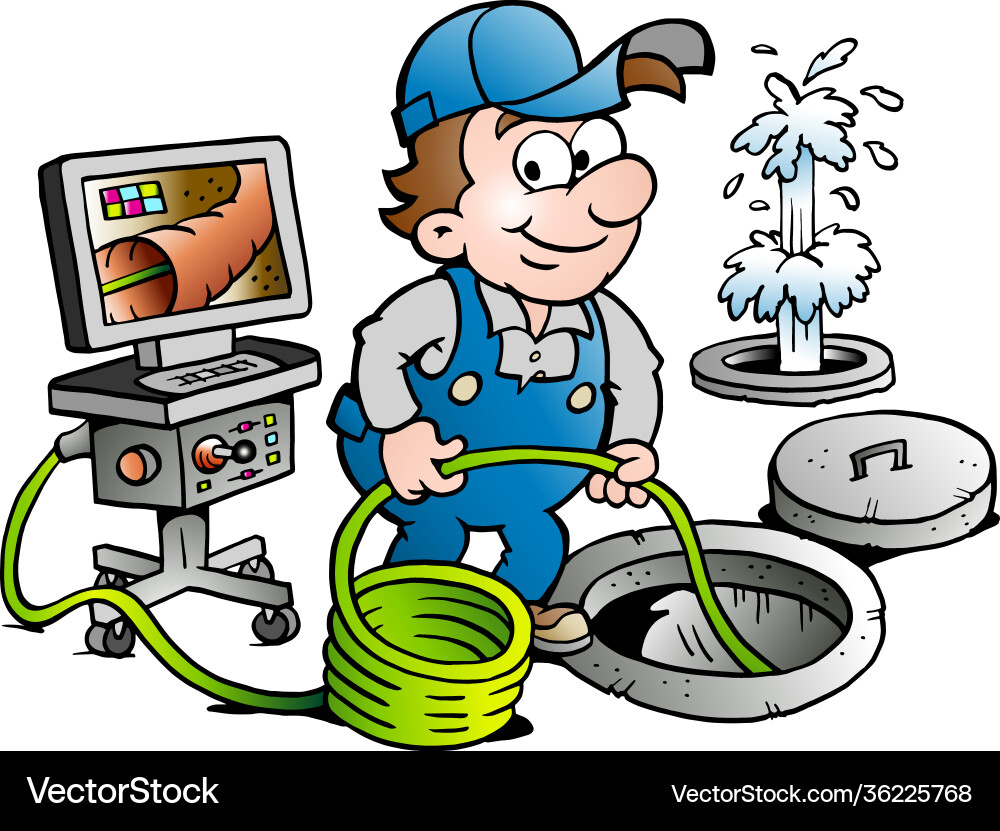 Cartoon a happy sewer master handyman Royalty Free Vector