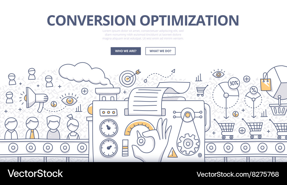 Conversion optimization doodle concept Royalty Free Vector