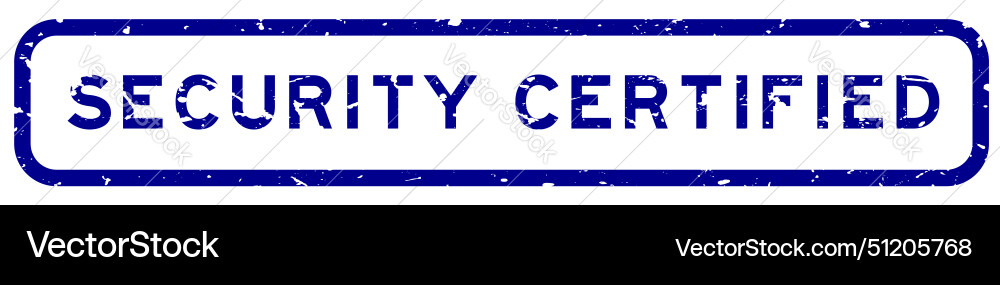 Grunge blue security certified word square rubber Vector Image