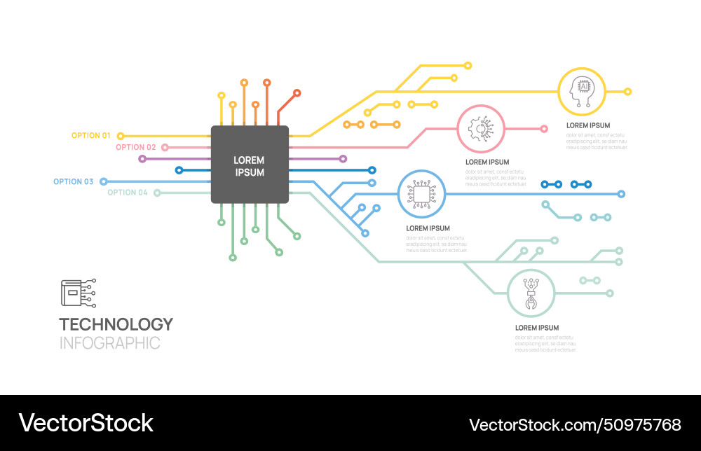Infographic circuit board technology template 4 Vector Image