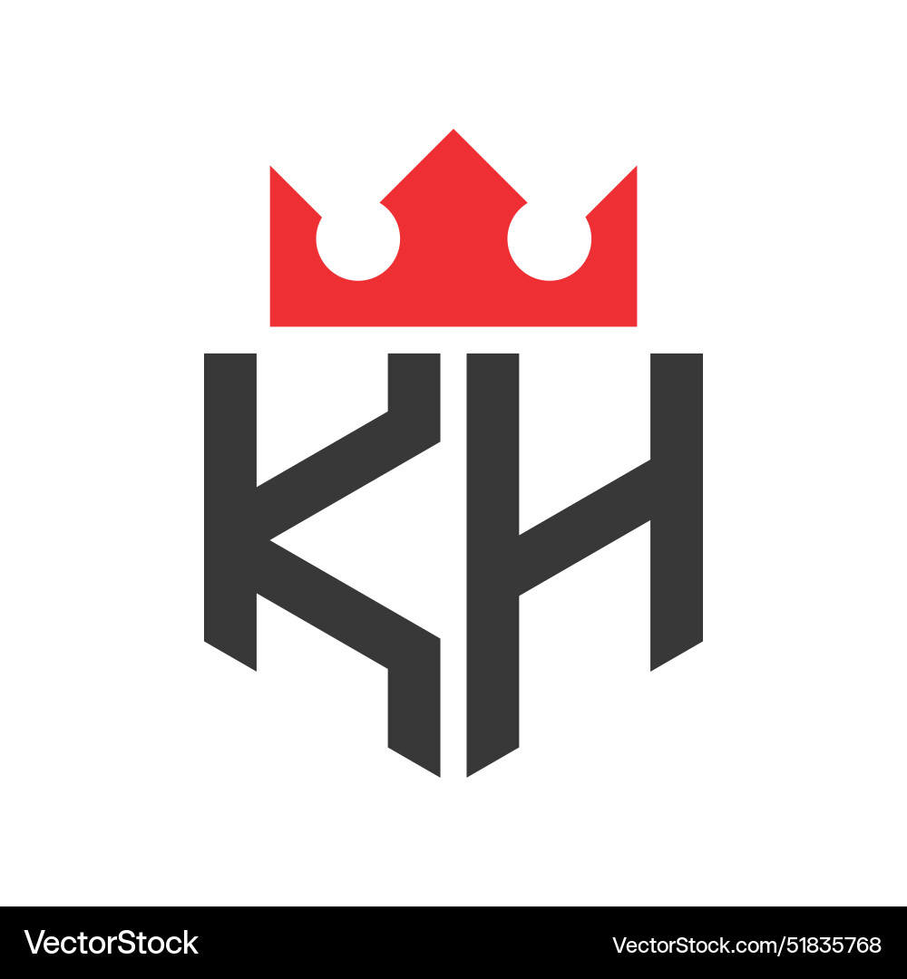 Letter kh crown logo crown on letter kh logo Vector Image