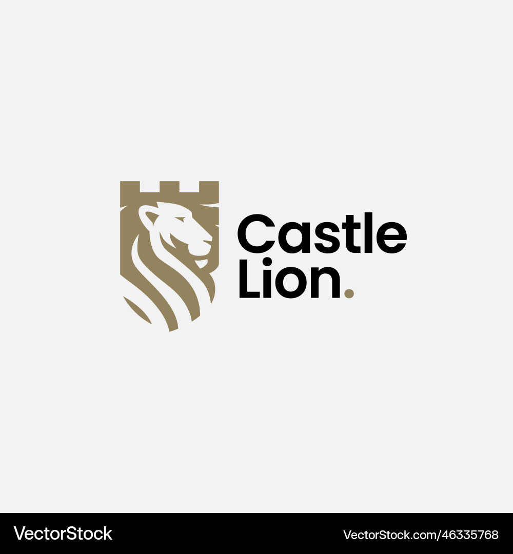 Lion fortress castle shield protection security Vector Image