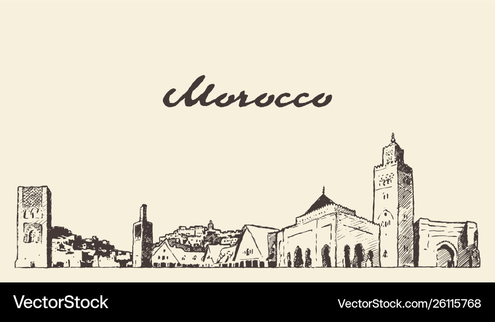 Morocco skyline drawn a sketch Royalty Free Vector Image