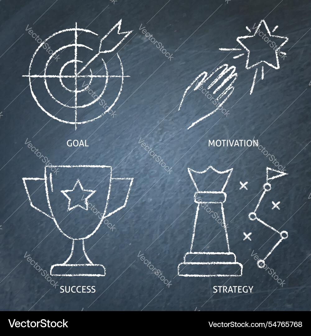 Motivation and success chalkboard icon set Vector Image