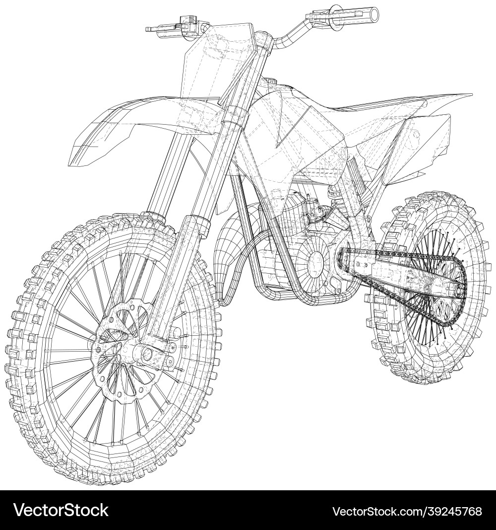 Motorcycle wire-frame outline drawing motorbike Vector Image