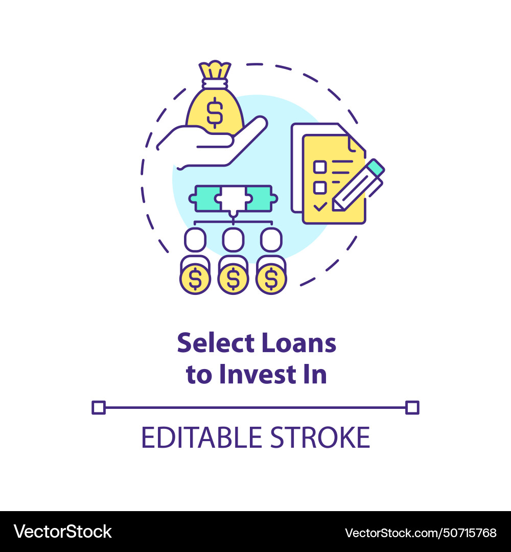 Select loans to invest in multi color concept icon