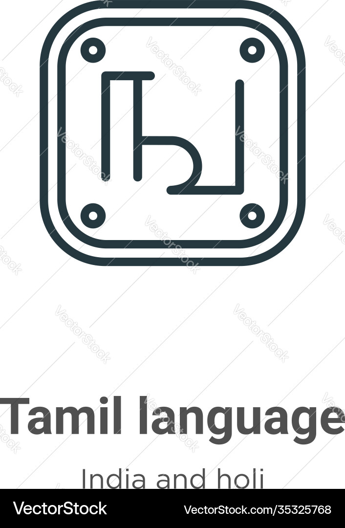 Tamil language outline icon thin line black Vector Image