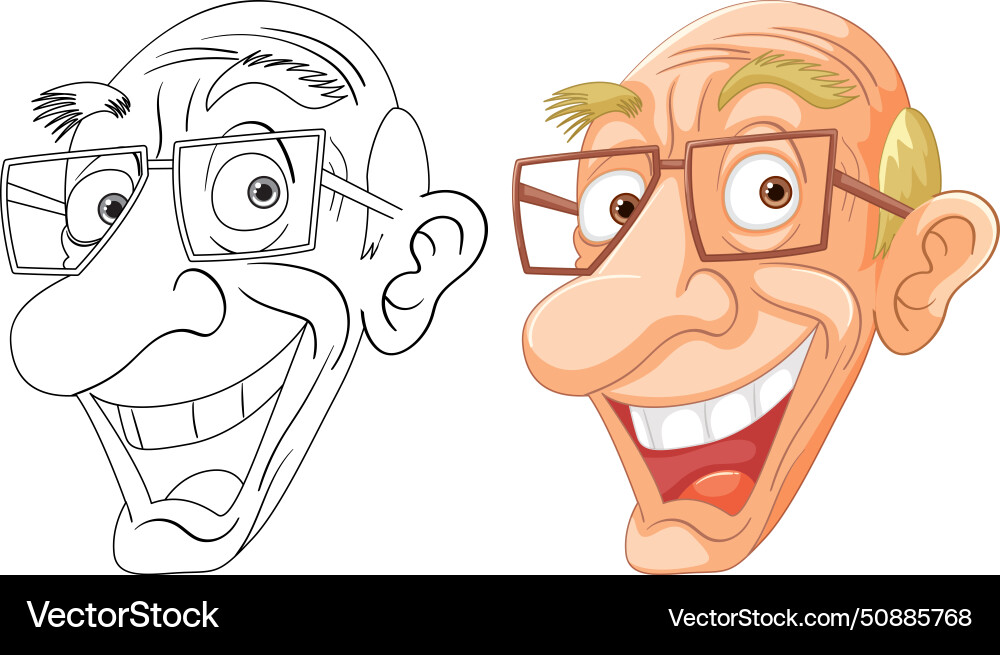 Two cartoon faces showing contrasting emotions Vector Image