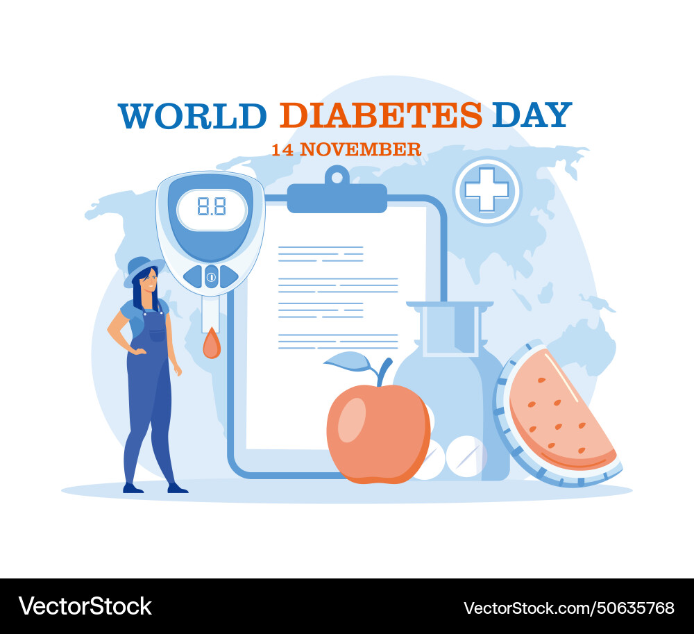 World diabetes day medicine concept flat Vector Image