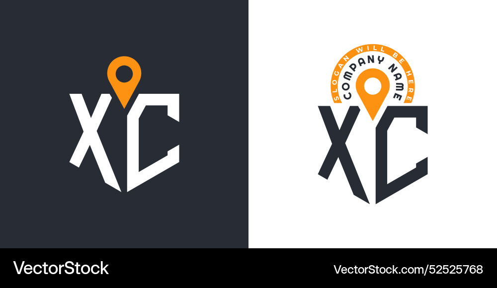 Xc location logo bundle letter dual icons Vector Image