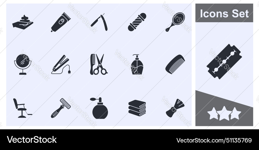 Barber shop icon set symbol collection logo Vector Image