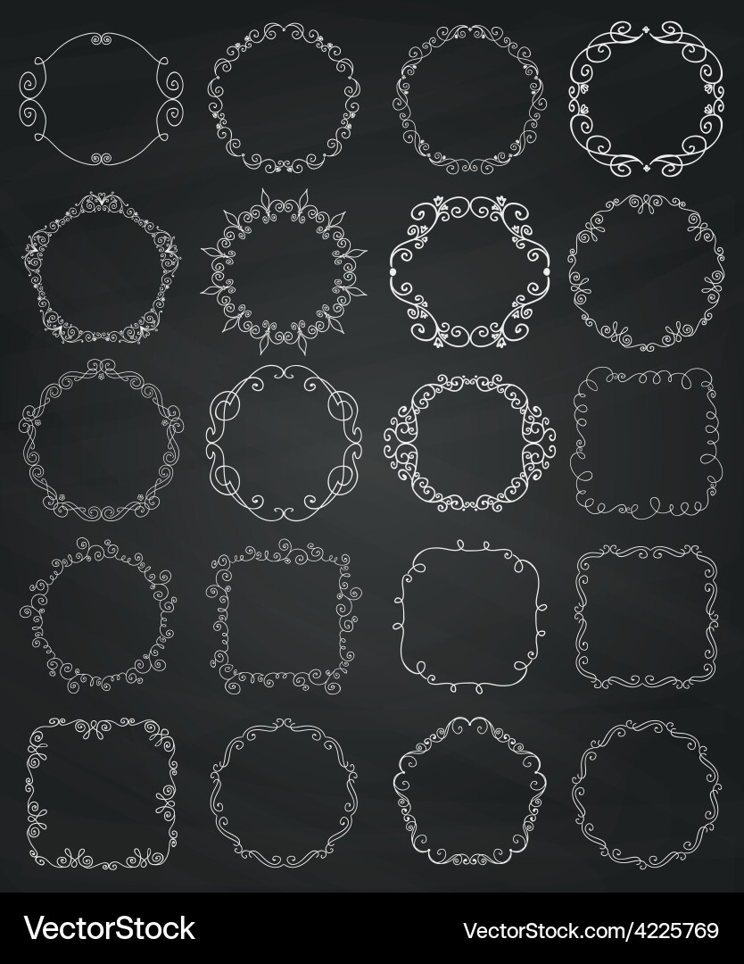 Kreide Zeichnung doodle Grenzen und Rahmen Vektorbild