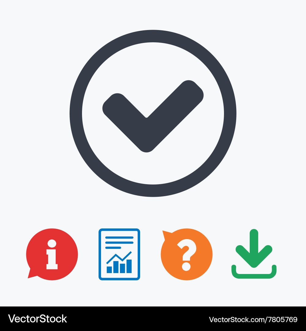 Check mark sign icon yes circle symbol Royalty Free Vector