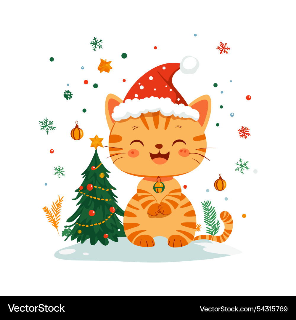 Christmas cat Royalty Free Vector Image - VectorStock