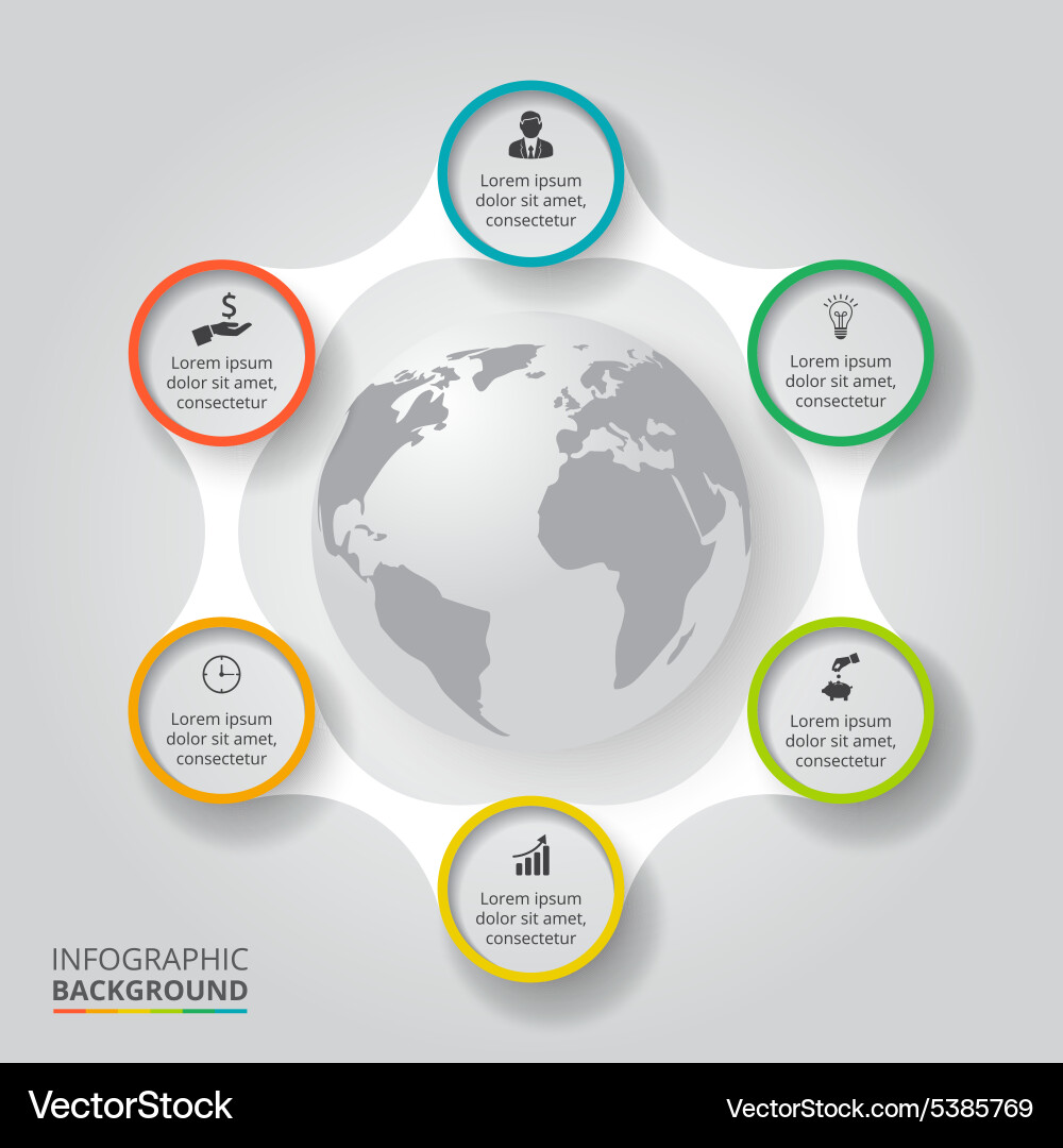 Circle elements with earth for infographic Vector Image