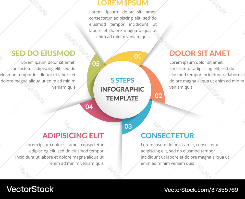 Circular Process Diagram - Five Steps Royalty Free Vector