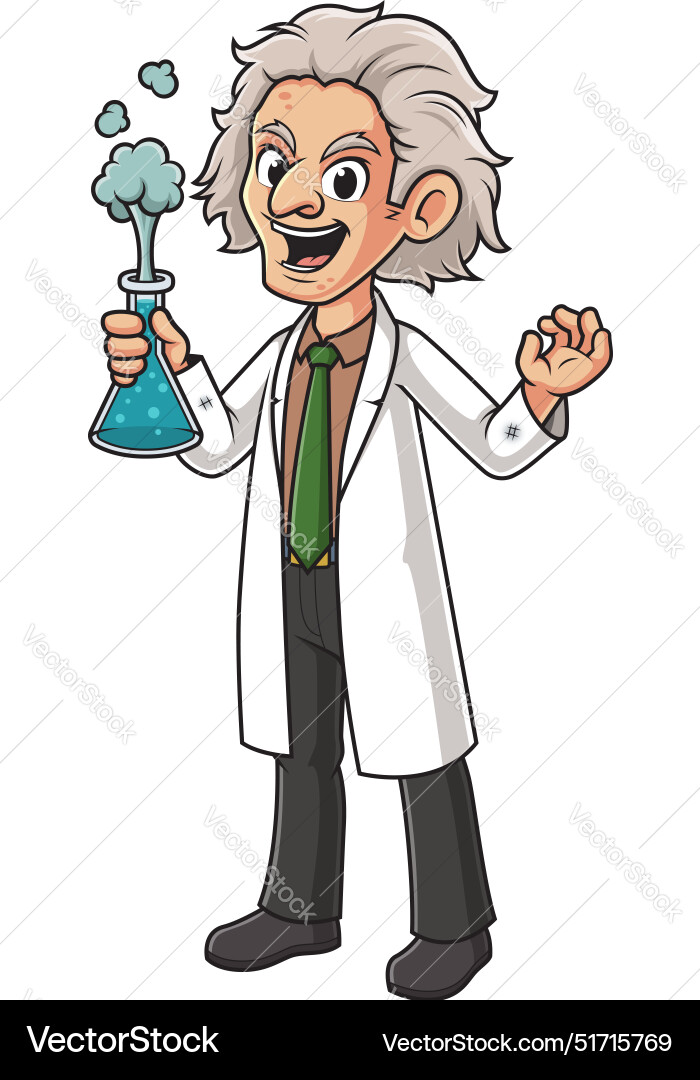 Crazy scientist laughing uncontrollably cartoon Vector Image