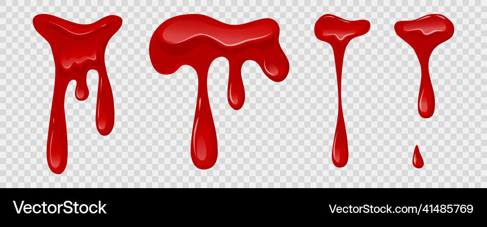 Dripping blood set on transparent background Vector Image