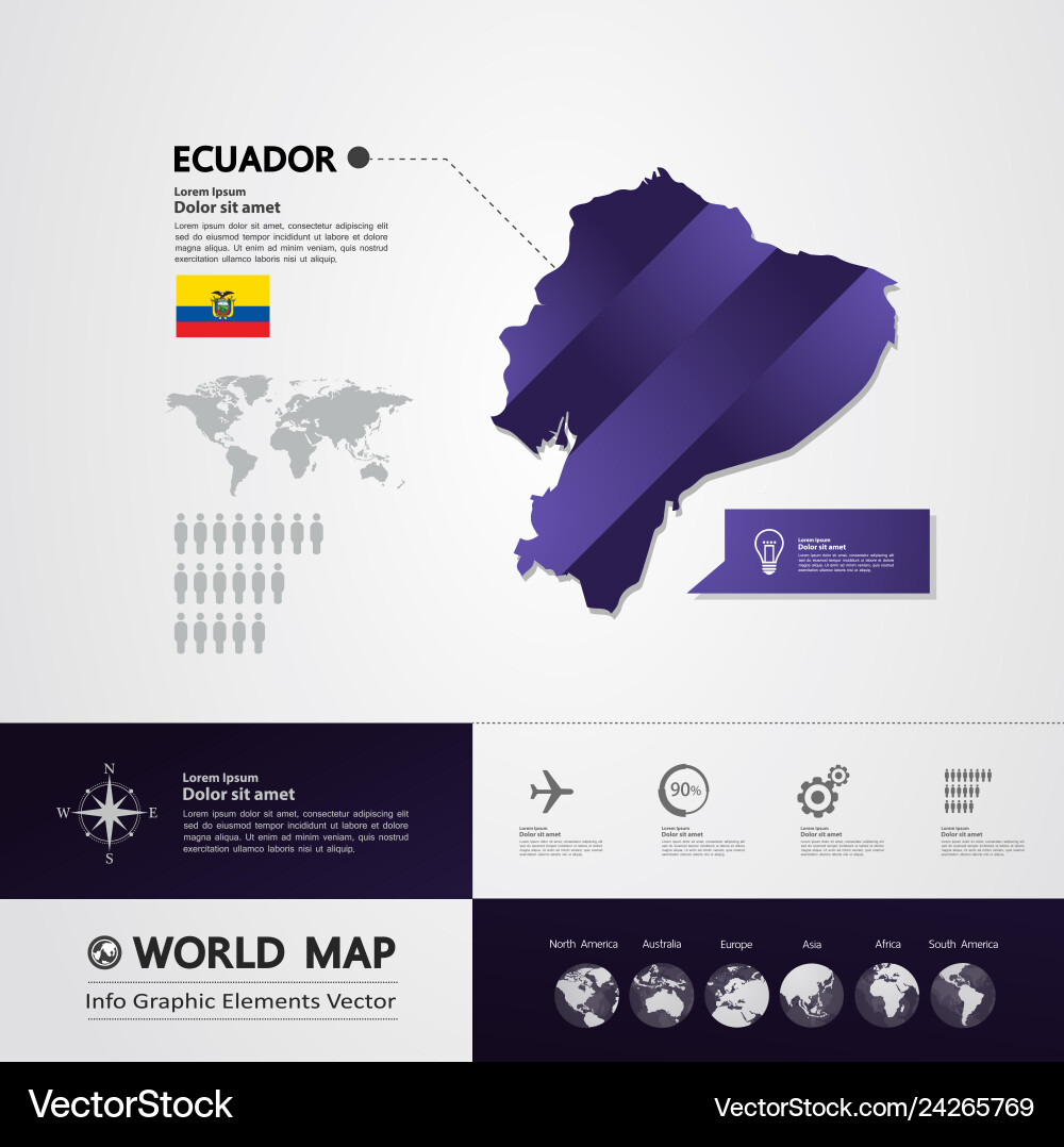 Ecuador map Royalty Free Vector Image - VectorStock