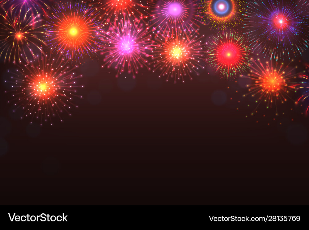 Fireworks background colorful explosion Royalty Free Vector