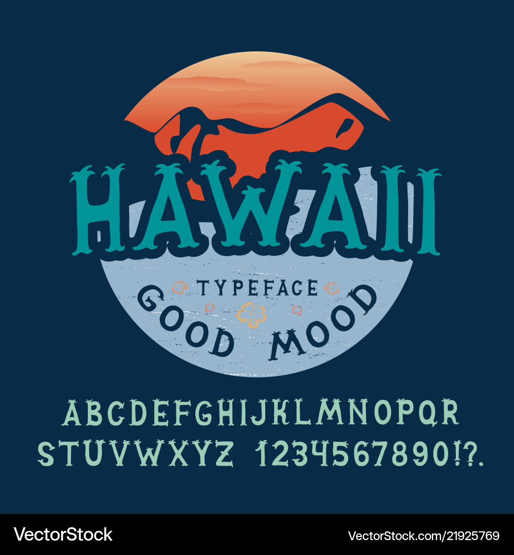 Font hawaii hand crafted Royalty Free Vector Image