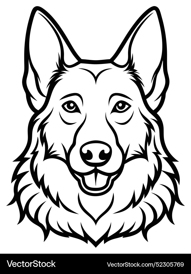 German shepherd dog line art contour continuous Vector Image