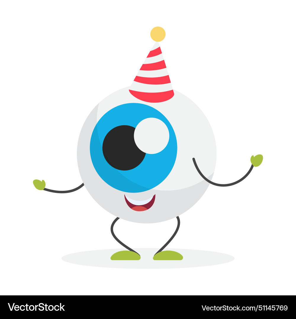Happy funny eyeball character with joyful Vector Image