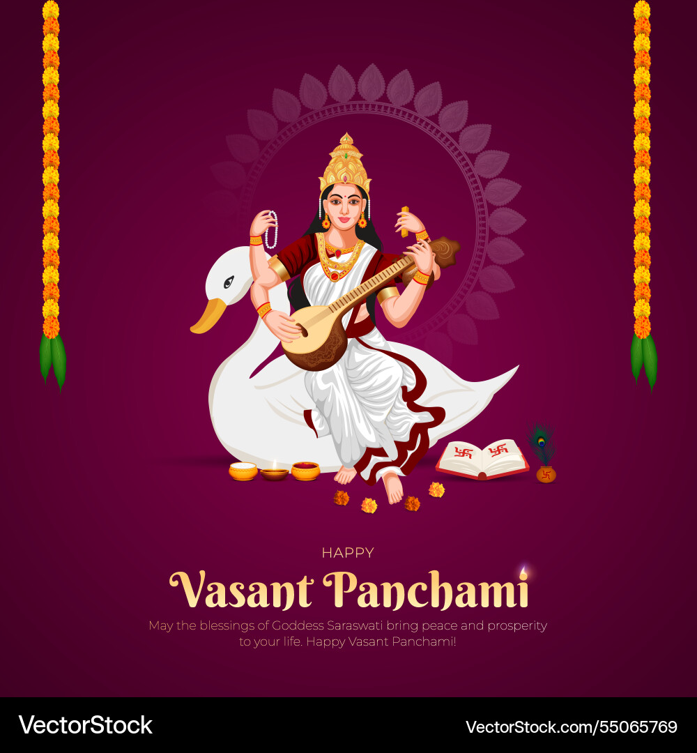 Happy vasant panchami post and flyer template Vector Image