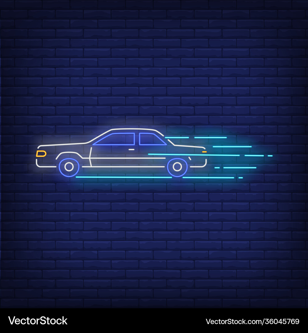 Machine increasing speed neon sign Royalty Free Vector Image