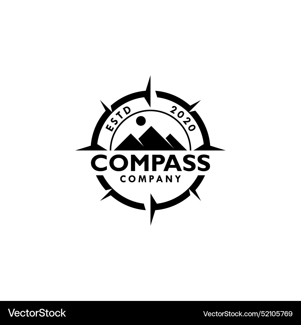 Mountain and compass logo Royalty Free Vector Image