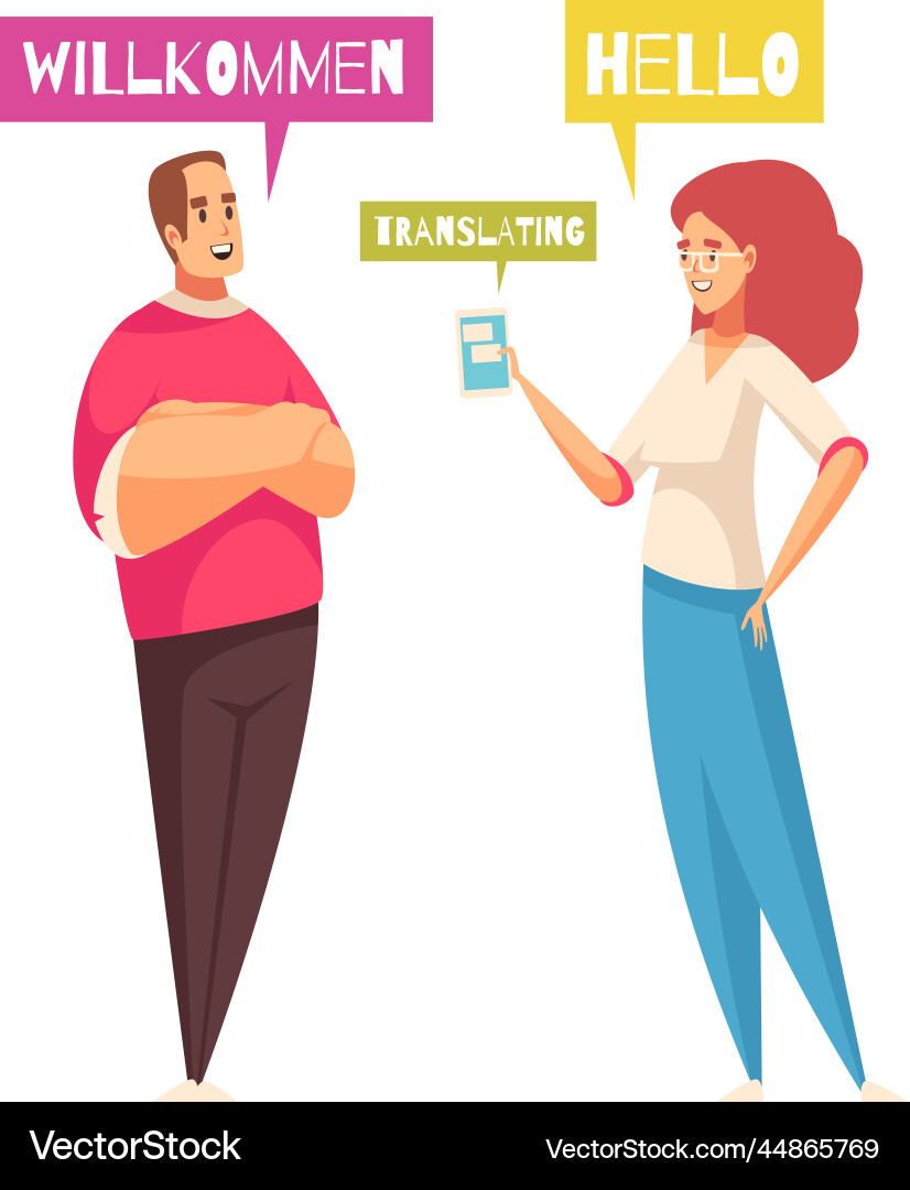 Smartphone translation app composition Royalty Free Vector