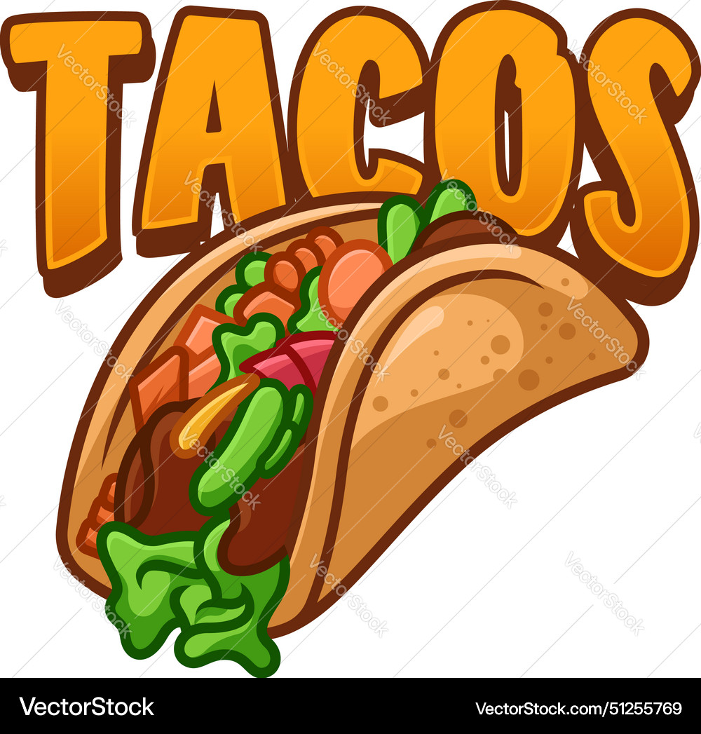 Tacos food logo Royalty Free Vector Image - VectorStock