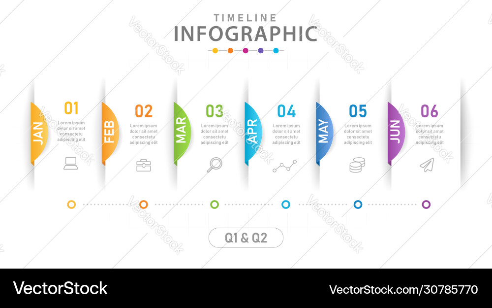 6 Step Timeline Calendar Diagram Royalty Free Vector Image