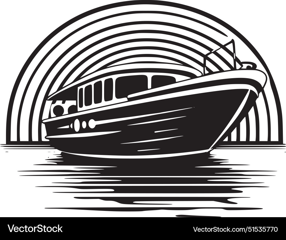 Boat - black and white Royalty Free Vector Image