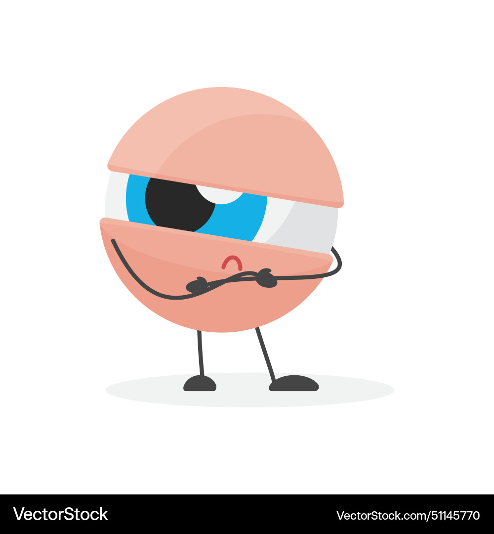 Disappointed narrowed eye funny eyeball character Vector Image