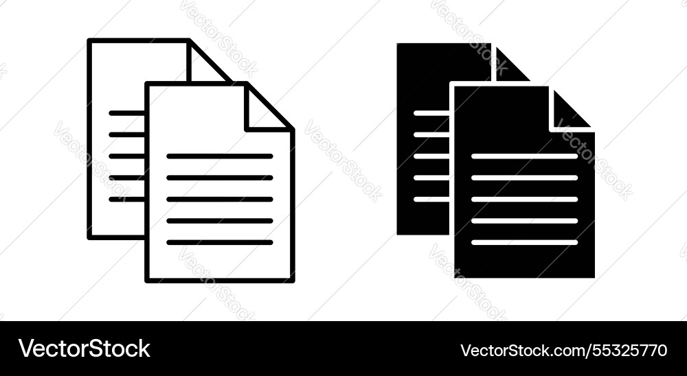 Duplicate icons pack in black flat and strokes Vector Image