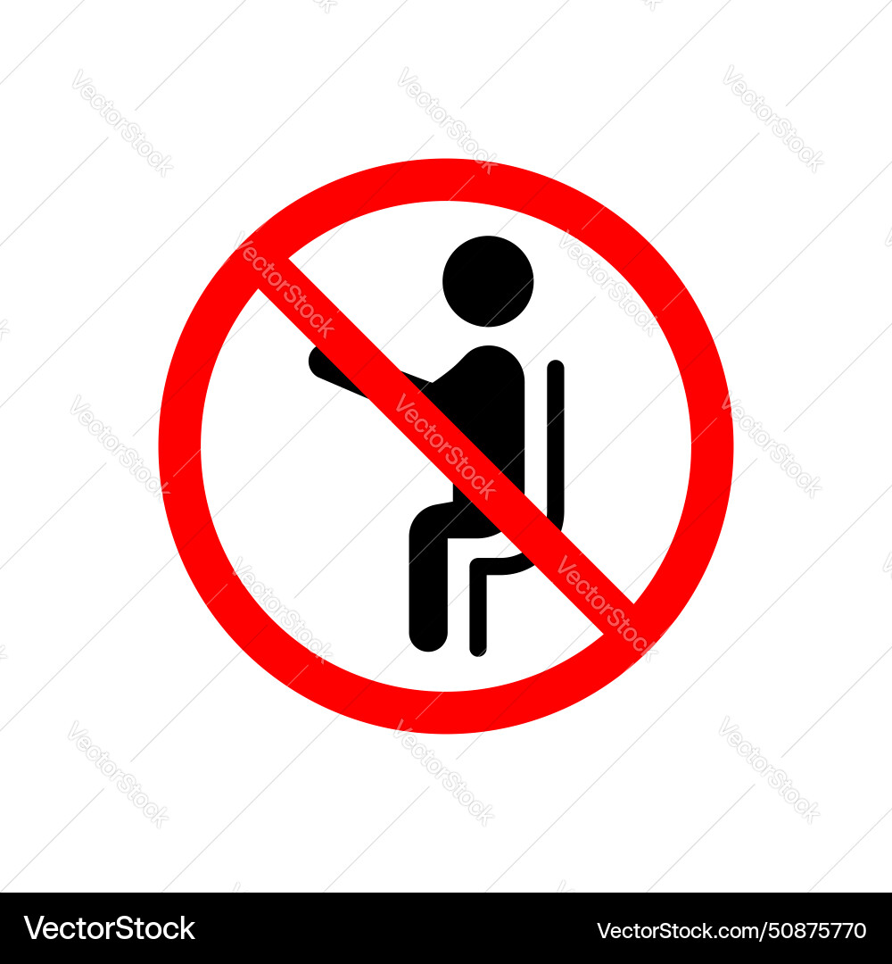 No sitting sign icon set ban Royalty Free Vector Image