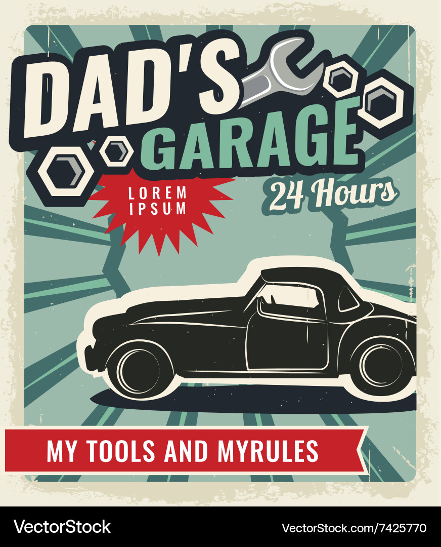 Retro Car Repair Shop Royalty Free Vector Image