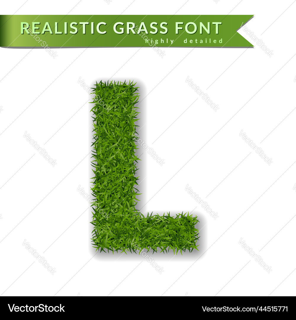 3D Grass Letter L - Green Font Royalty Free Vector Image