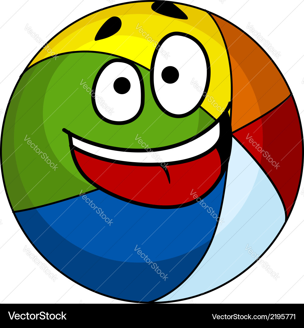 Colorful laughing cartoon beach ball Royalty Free Vector