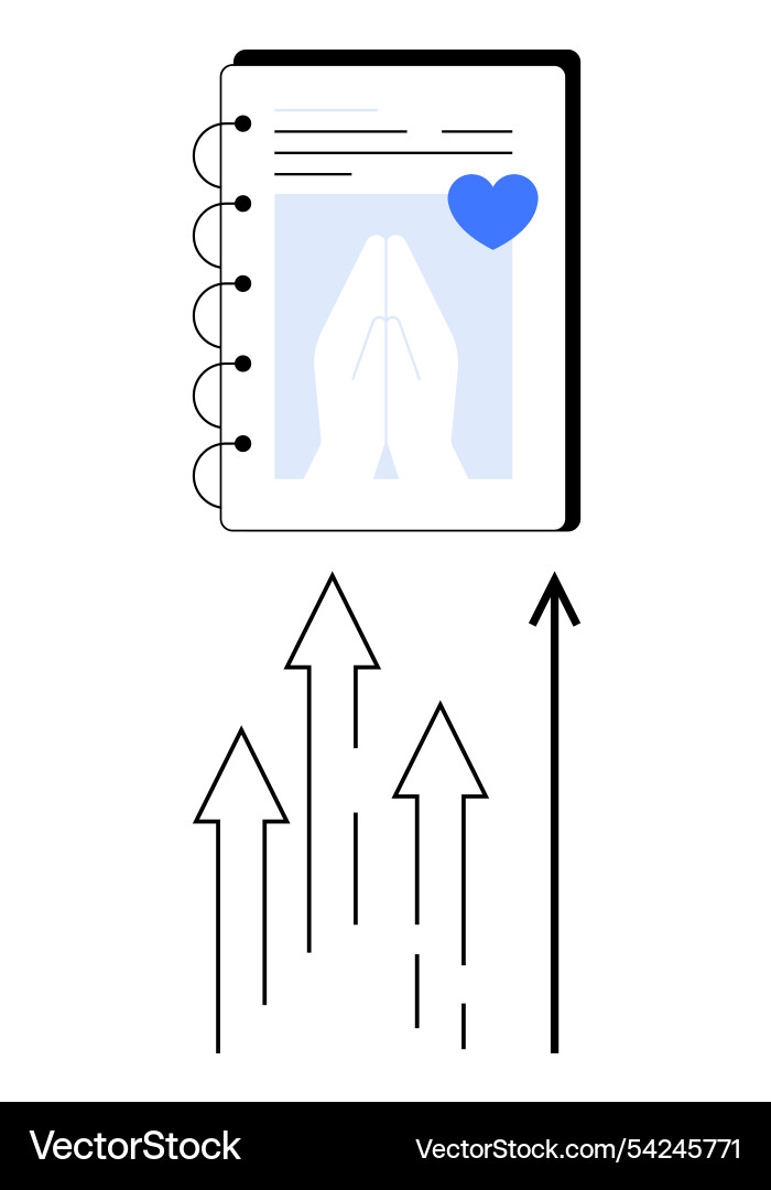 Creative notebook page with heart and arrows Vector Image
