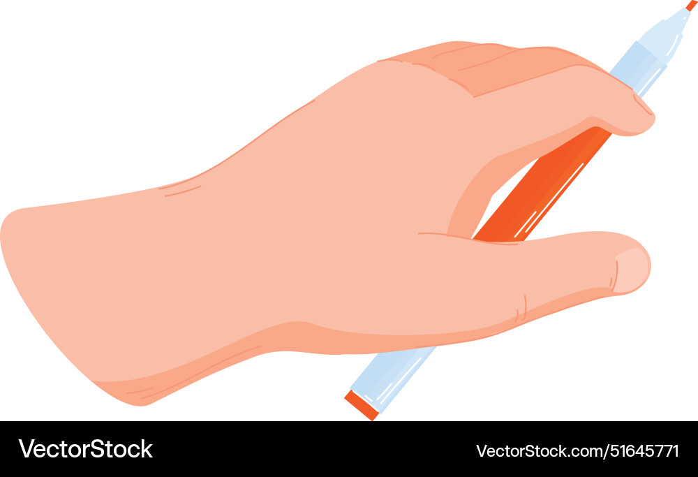 Hand holding marker closeup drawing Royalty Free Vector