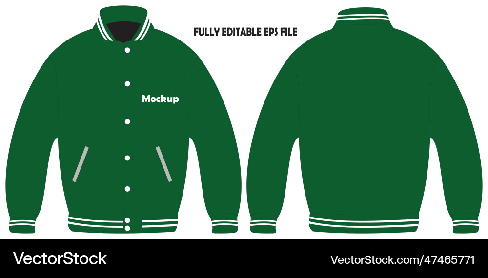 Men varsity jacket mock up Royalty Free Vector Image