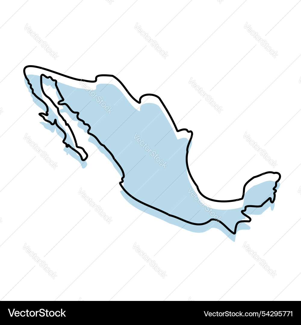 Mexico map with body and outline isolated Vector Image