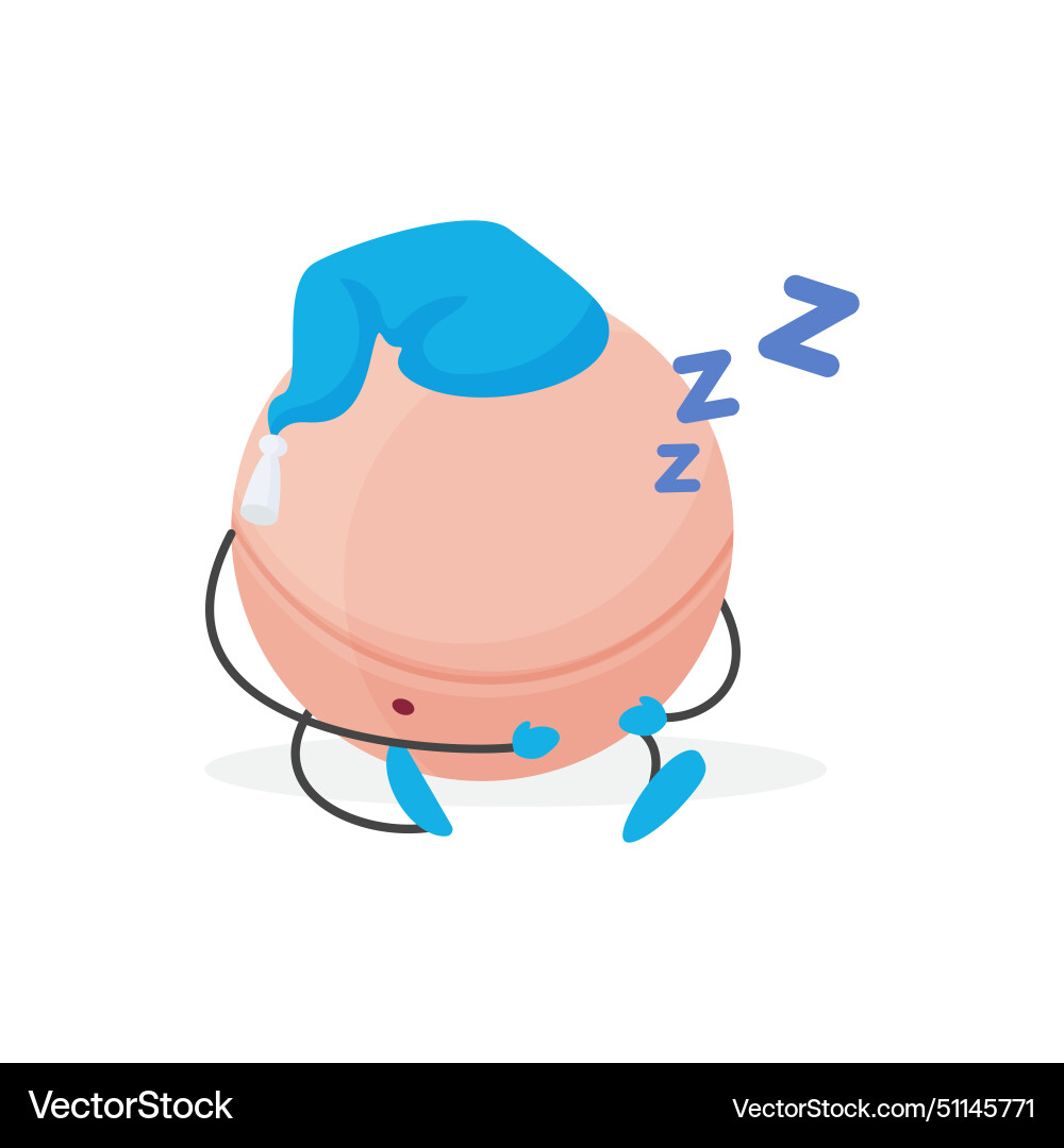 Sleepy funny eyeball character in nightcap Vector Image