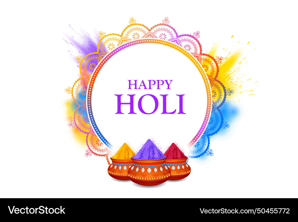 Happy holi background card design for color Vector Image